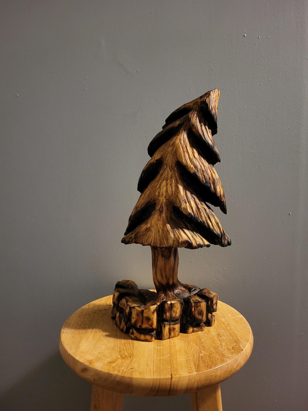 A Windy Pine Tree | Chainsaw Carved Wood Carving - Etsy