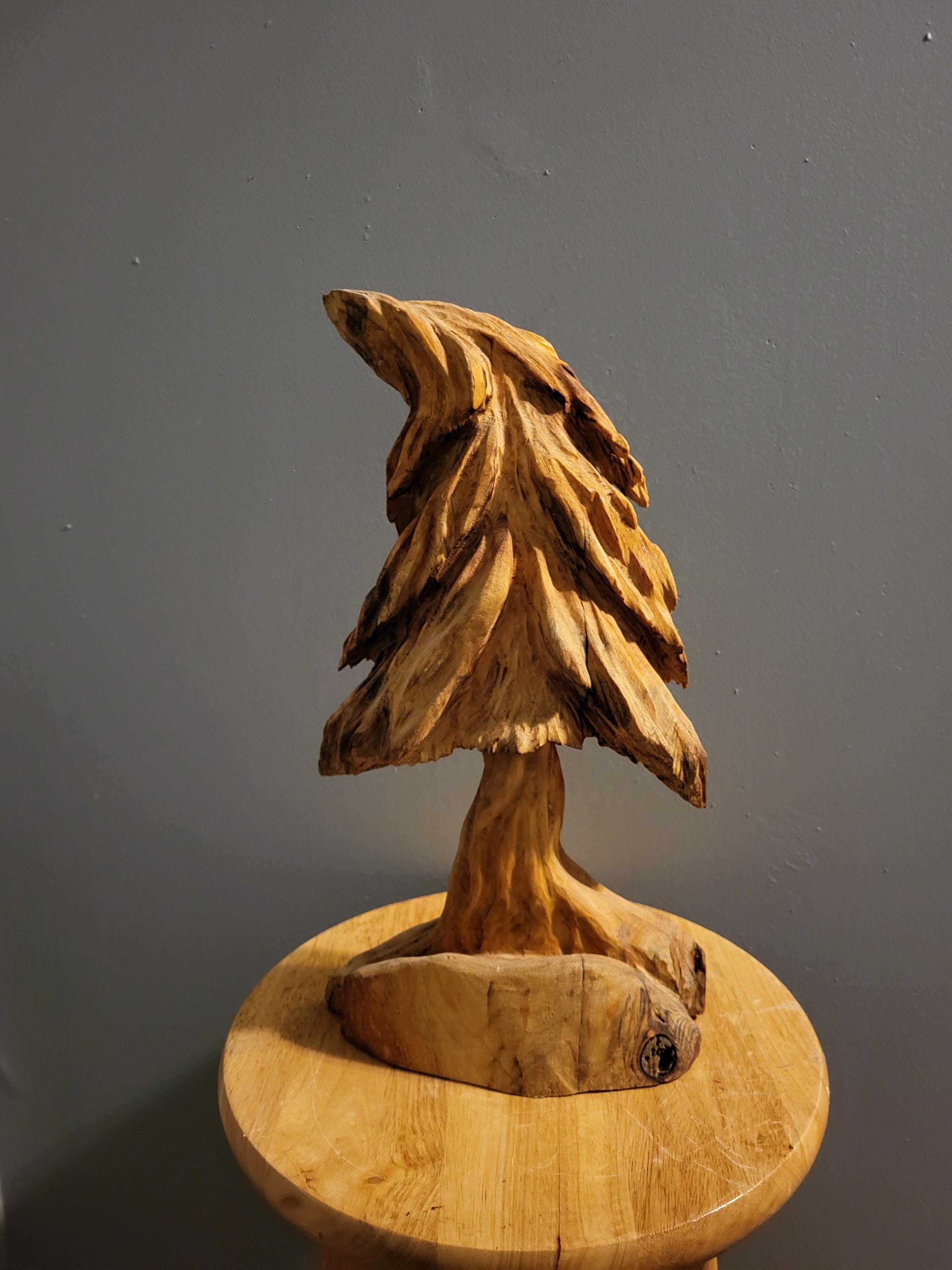 A Windy Pine Tree | Chainsaw Carved Wood Carving - Etsy