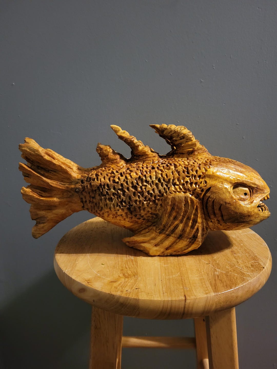 Prehistoric Fish| Chainsaw Carved Wood Carving - Etsy