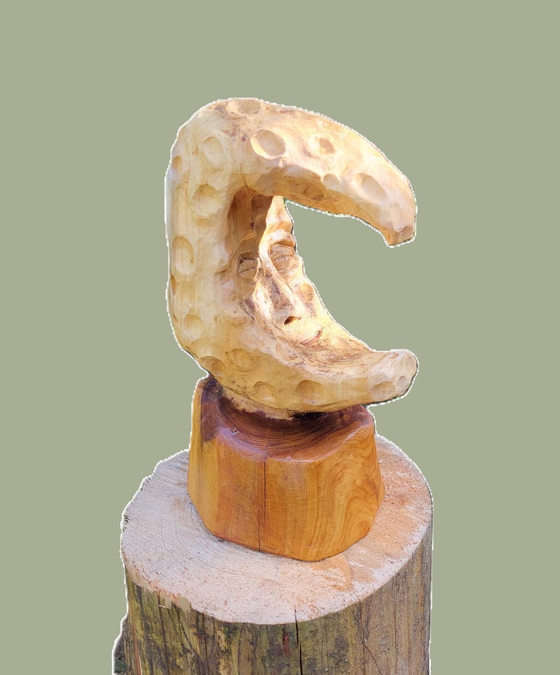 Whimsical Half-moon Man Wood Carving | Chainsaw Sculpture - Etsy