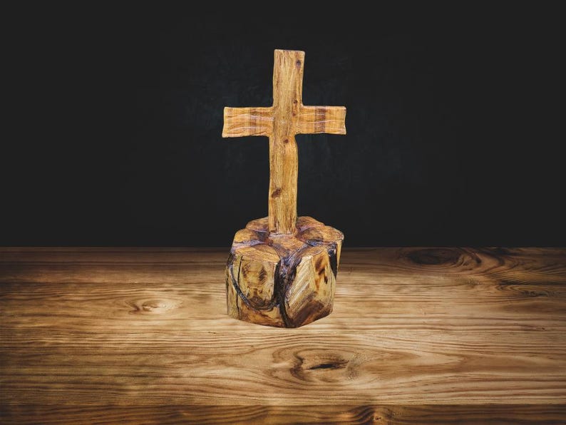 Wooden Cross on Rocks | Wood Carving | Chainsaw Carved - Etsy