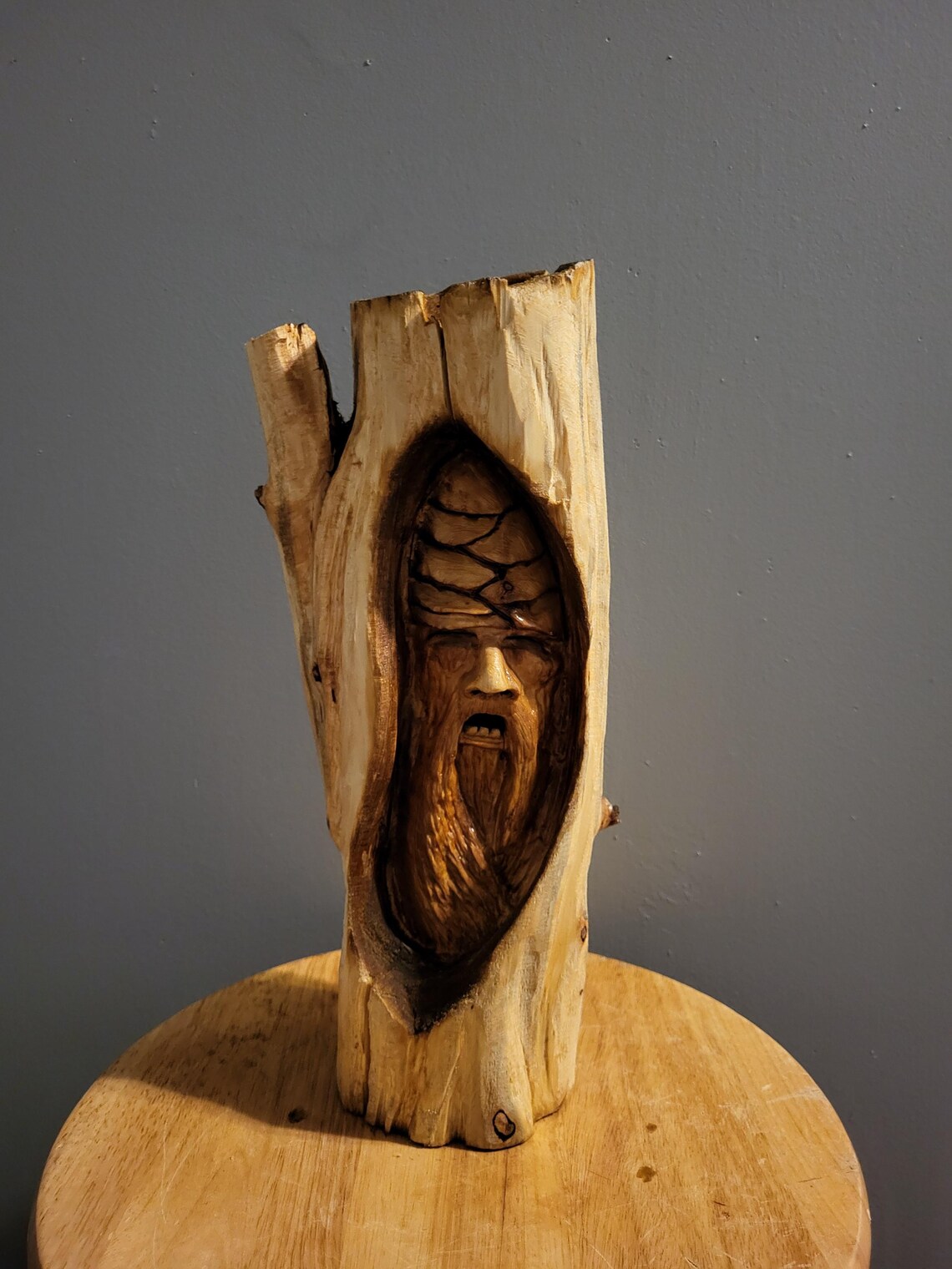 Wood Spirit in a Log | Chainsaw Carved Wood Carving - Etsy
