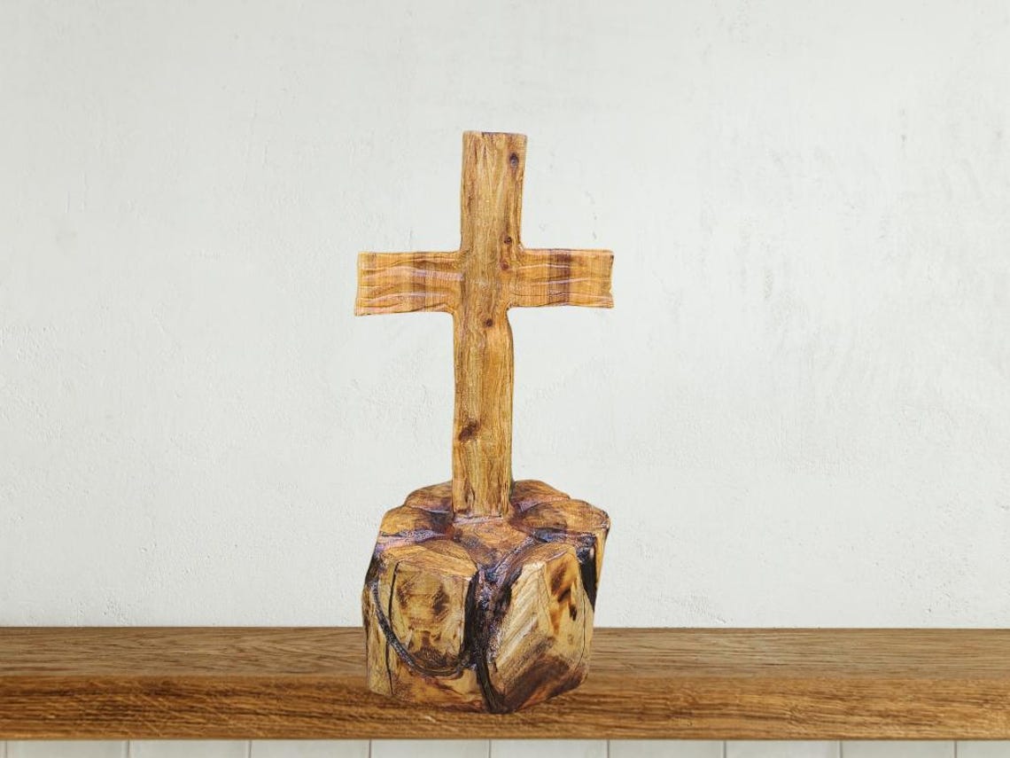 Wooden Cross on Rocks | Wood Carving | Chainsaw Carved - Etsy