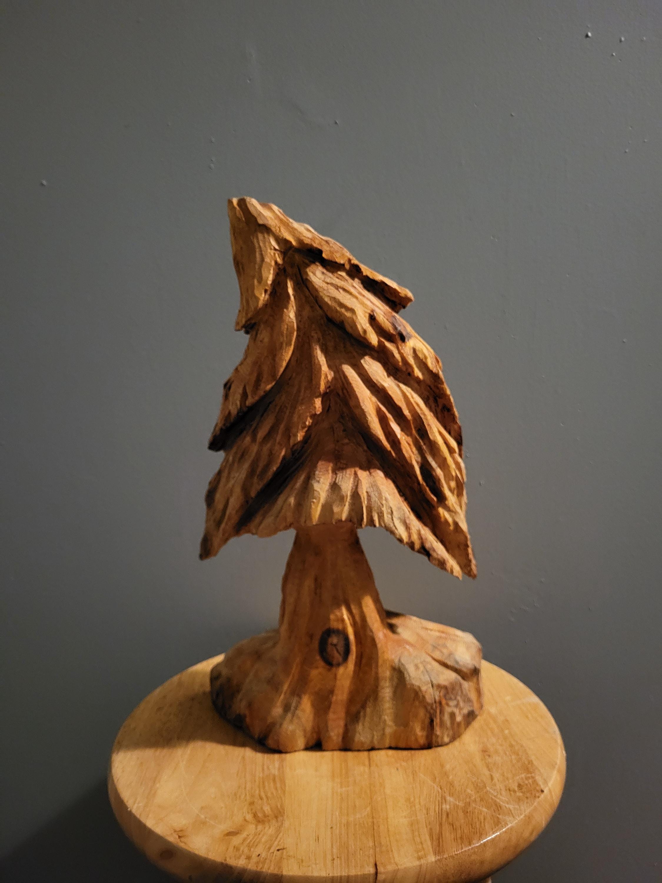 A Windy Pine Tree | Chainsaw Carved Wood Carving - Etsy