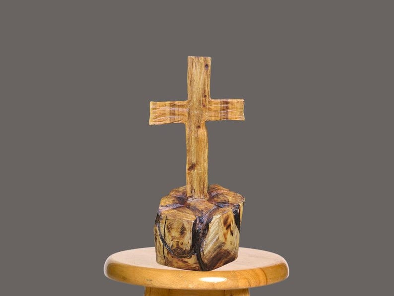 Wooden Cross on Rocks | Wood Carving | Chainsaw Carved - Etsy