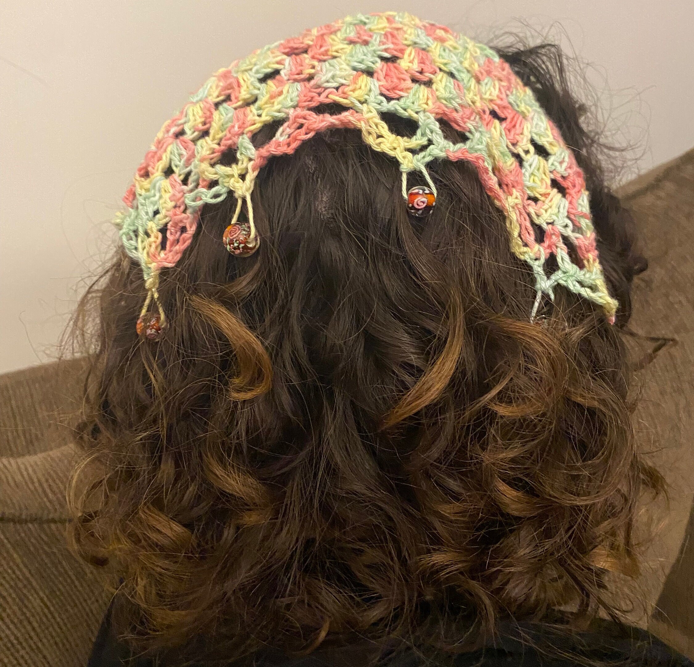 Lacy Beaded Granny Stitch Head Scarf Crochet Pattern, Bandana - Etsy