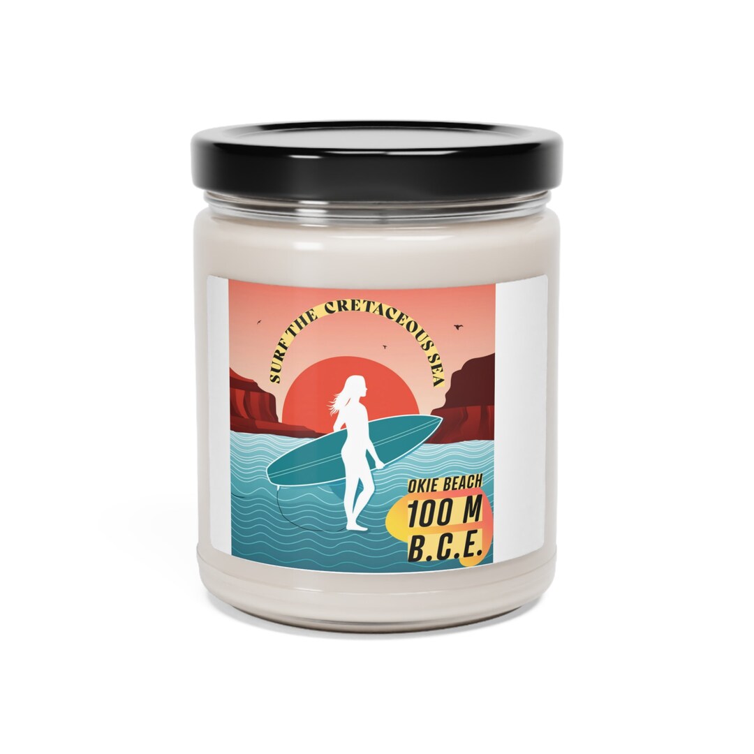 Scented Soy Candle, 9oz, surf the Cretaceous Sea, Okie Beach - Etsy