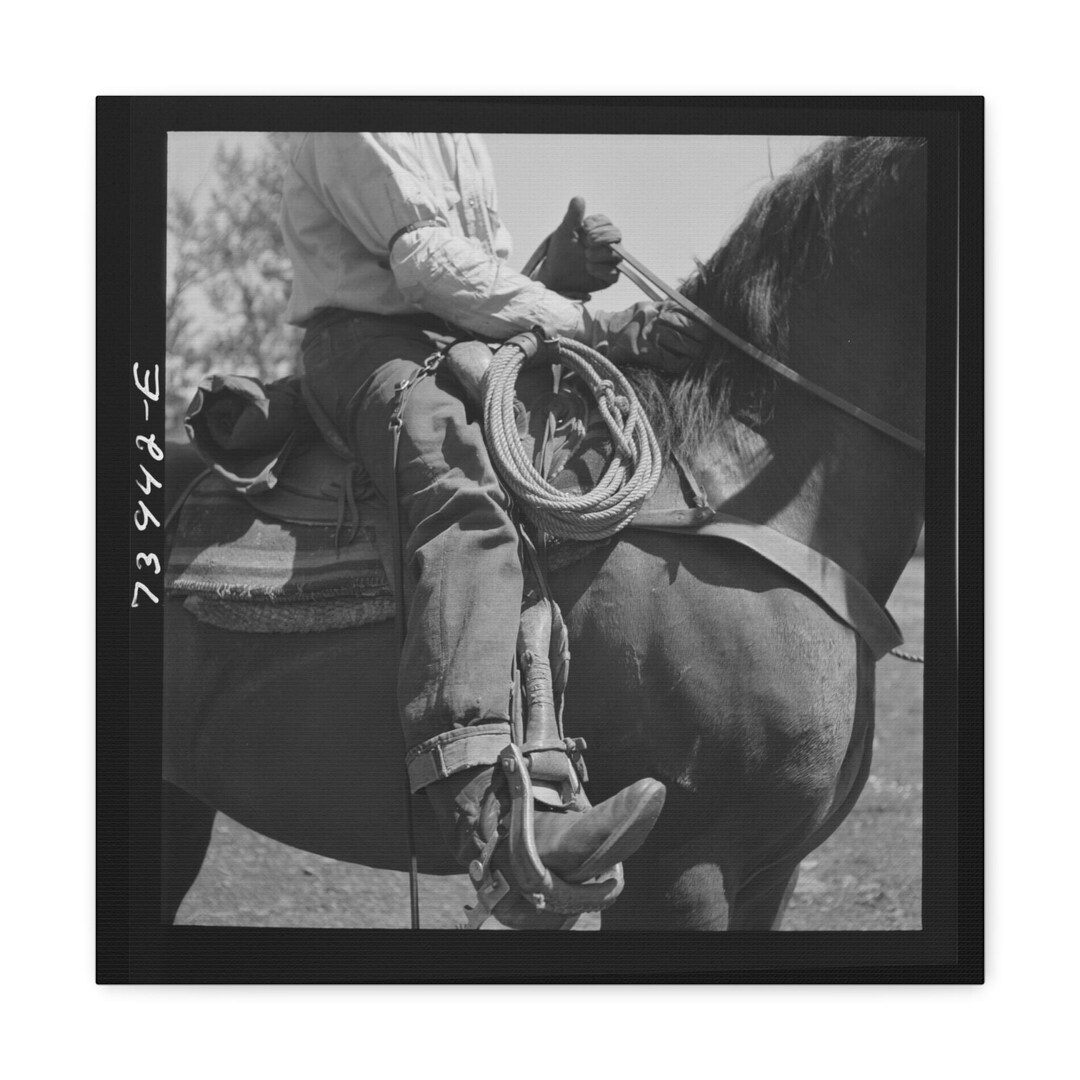 Ola, Idaho. Detail of Cowboy on Horseback by Russell Lee. Canvas ...