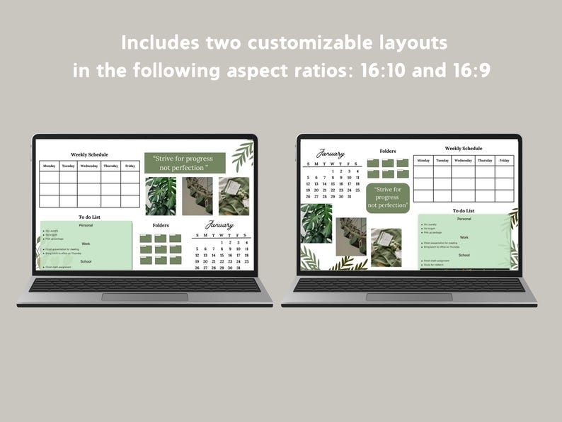 Green Aesthetic Desktop Wallpaper Organizer | Customizable Digital ...
