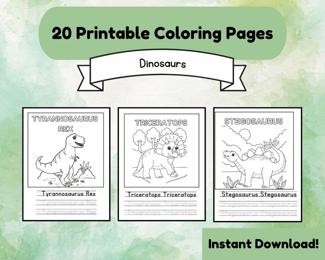 Dinosaur-themed Coloring & Tracing Pages for Toddlers, Preschoolers,and ...