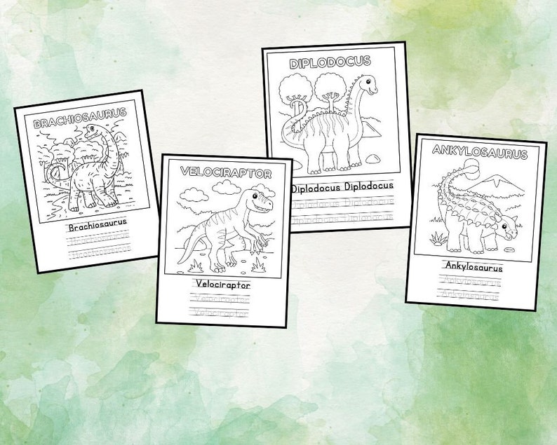 Dinosaur-themed Coloring & Tracing Pages for Toddlers, Preschoolers,and ...