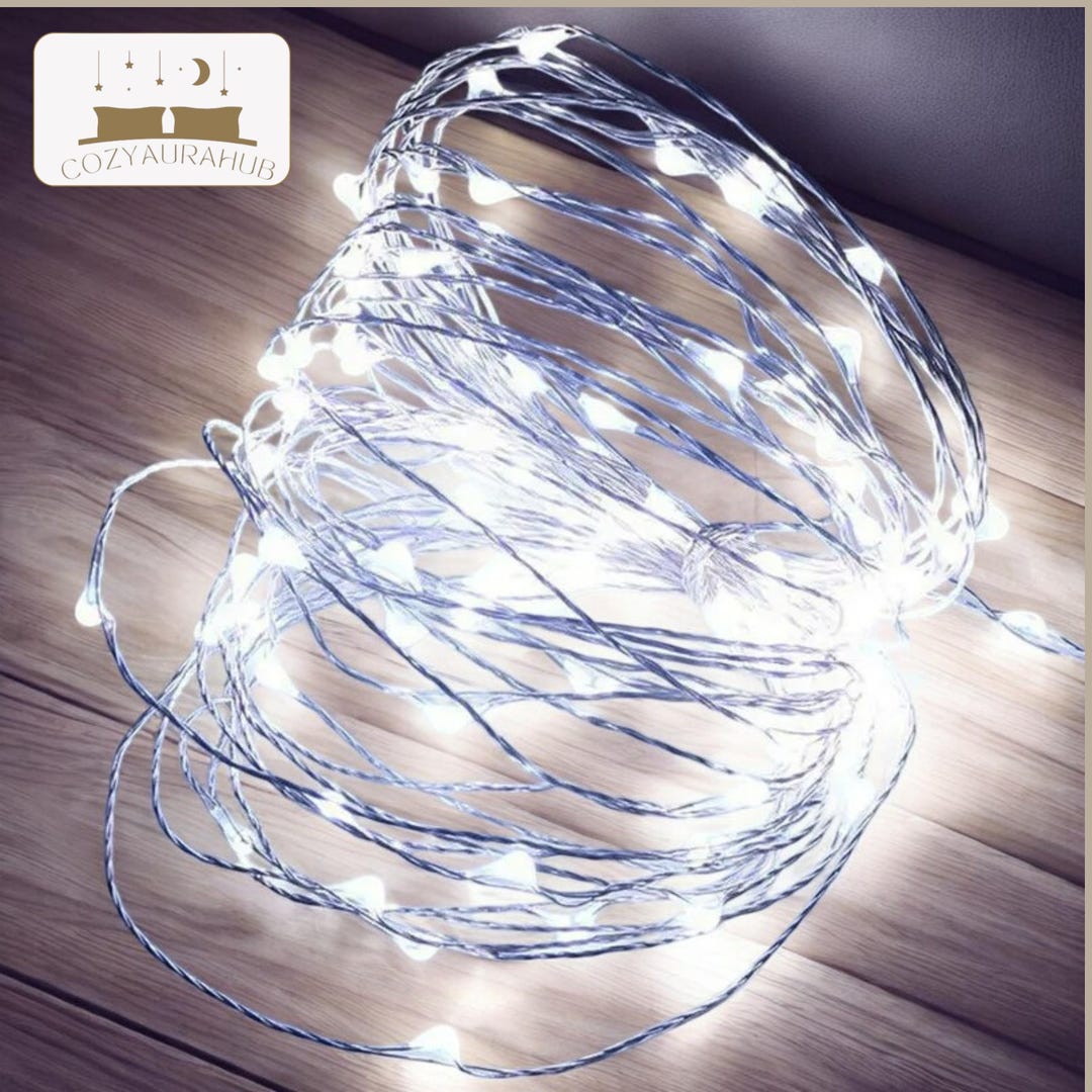 Copper Wire LED White String Lights, Flexible Waterproof Fairy Lights ...