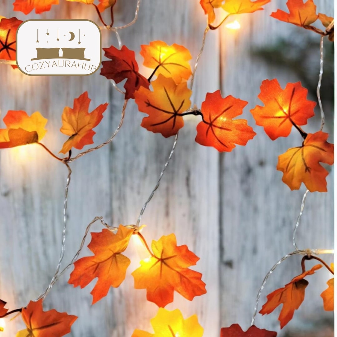 Thanksgiving Lights Party Decorations, Maple Double Leaves LED String ...