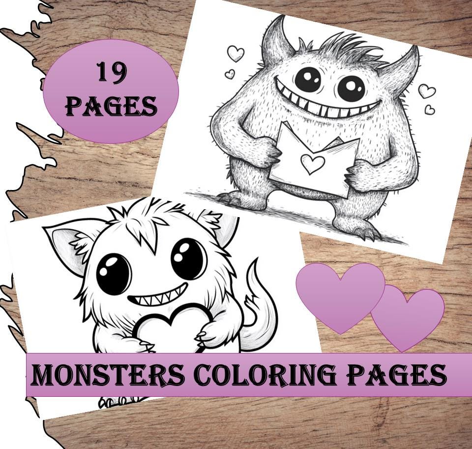 Monsters Coloring Pages, Valentines Day Coloring, Printable Coloring ...