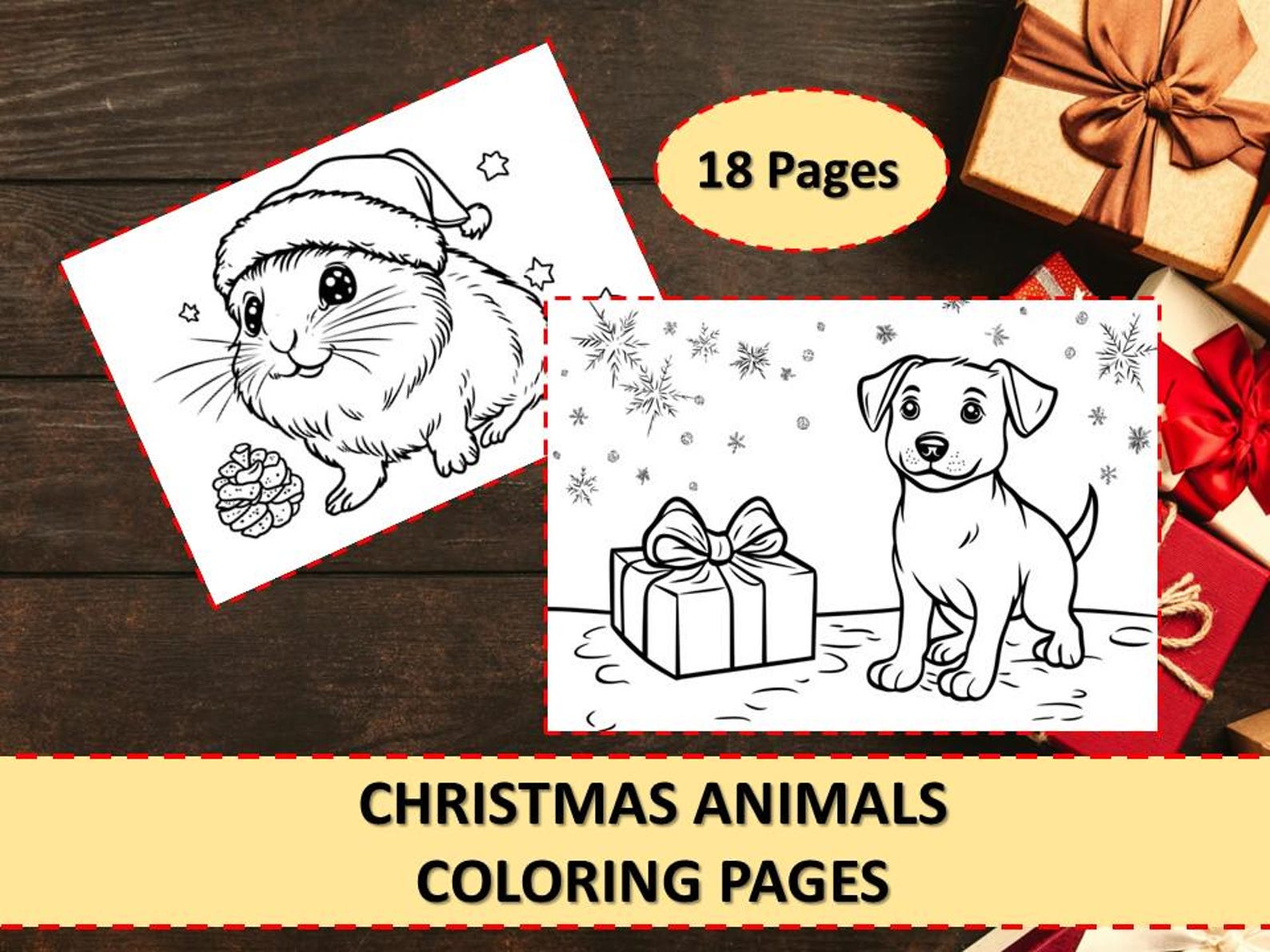 Christmas Coloring Pages | Christmas Animals Coloring Book | Holiday ...