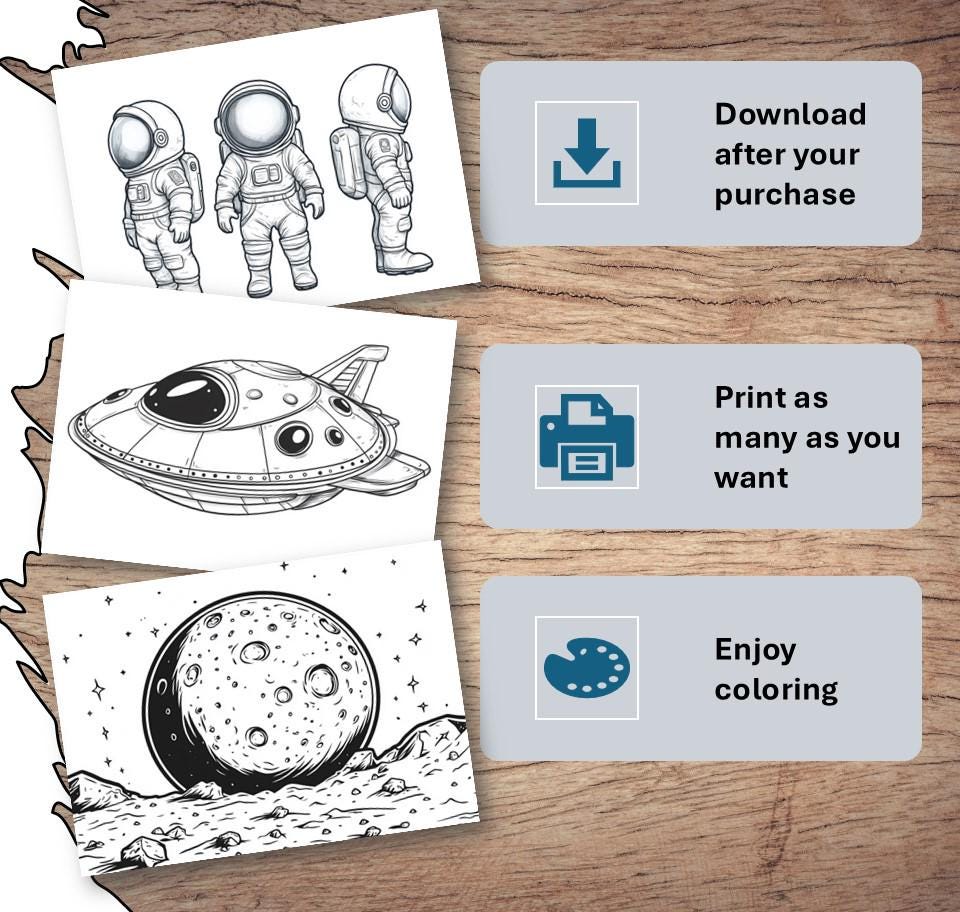 Space Coloring Pages, Printable Planets Coloring Book, Downloadable ...
