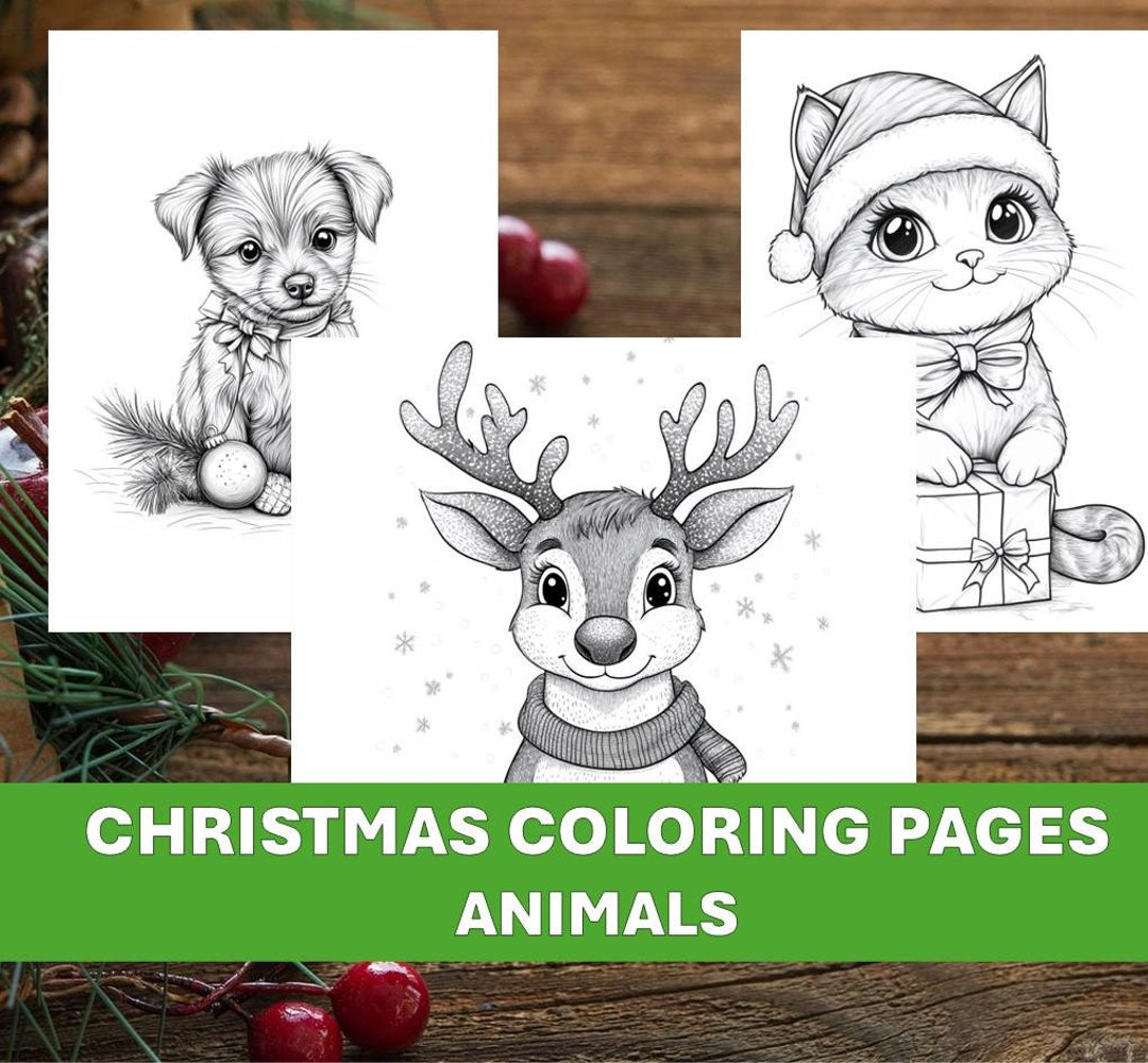Printable Christmas Coloring Pages, Animals Coloring Book, Holiday ...