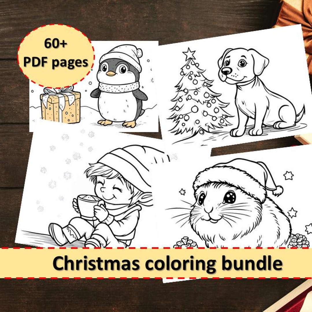 Christmas Coloring Pages for Kids Coloring Bundle 4 Printable Coloring ...