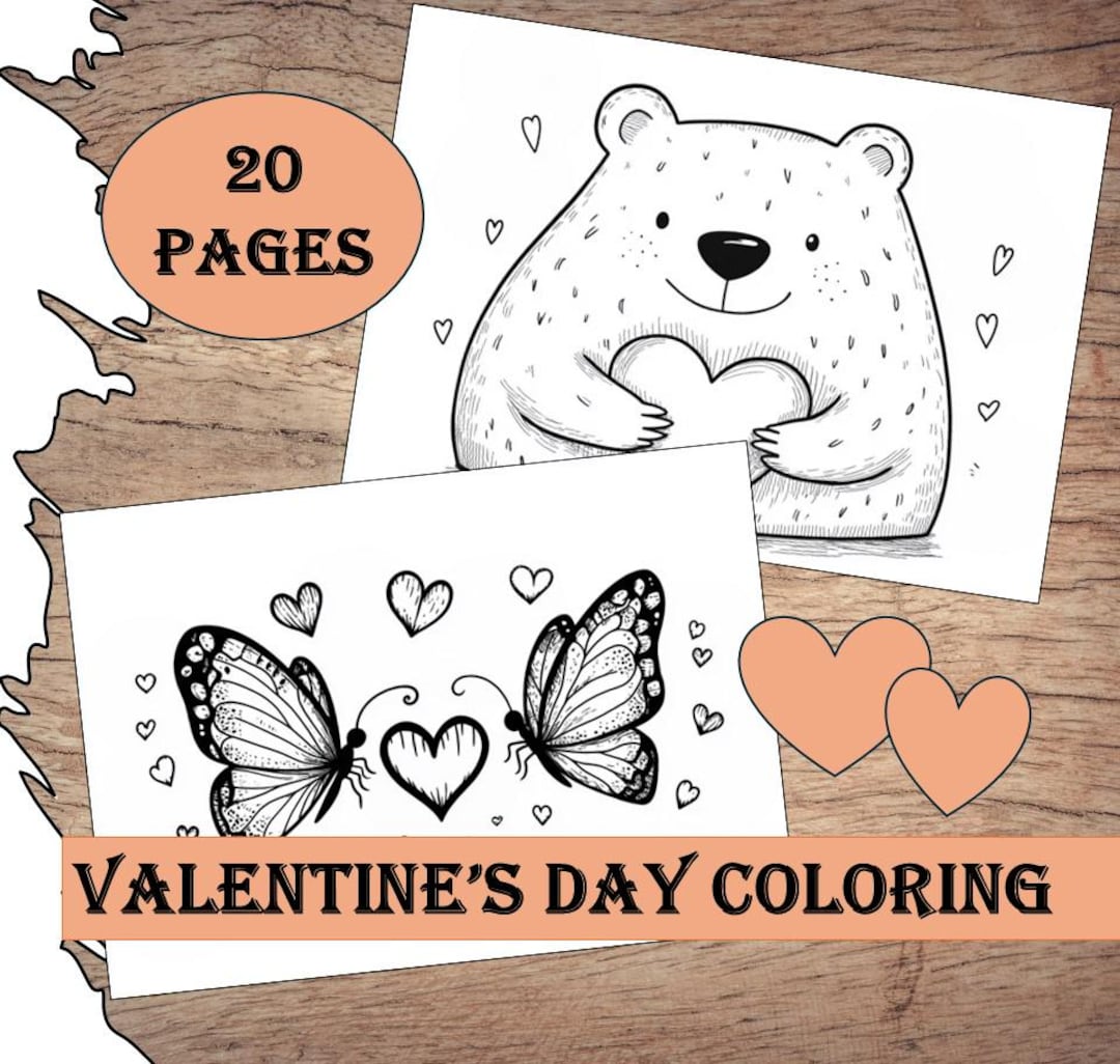 Valentine's Day Coloring Pages, Hearts Coloring Sheets, Printable ...