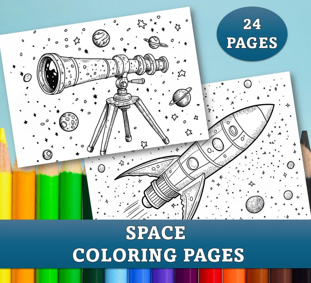 Digital Space Coloring Pages for Kids, Printable Astronaut Activity ...