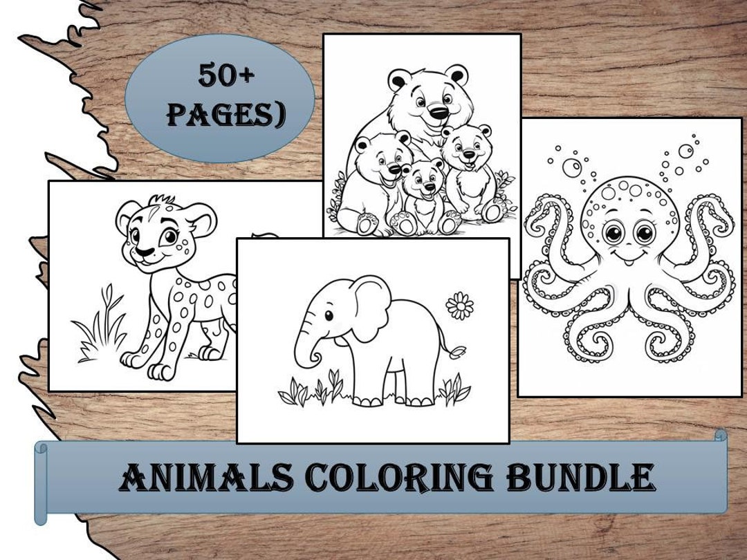 Animals Coloring Pages for Kids, Printable Coloring, Digital Coloring ...