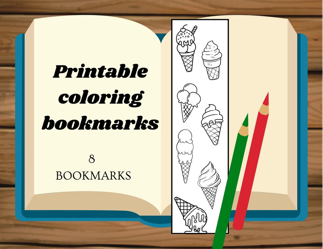 Ice Cream Bookmark Coloring for Children, Summer Color Your Own ...