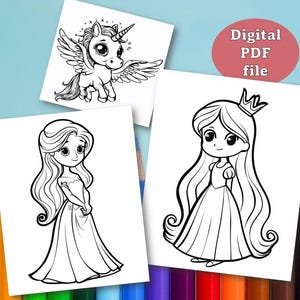 Coloring Pages Bundle, Printable Coloring Book for Girl, Birthday Party ...