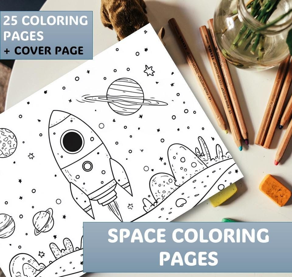 Space Coloring Pages, Printable Planets Coloring Book, Downloadable ...