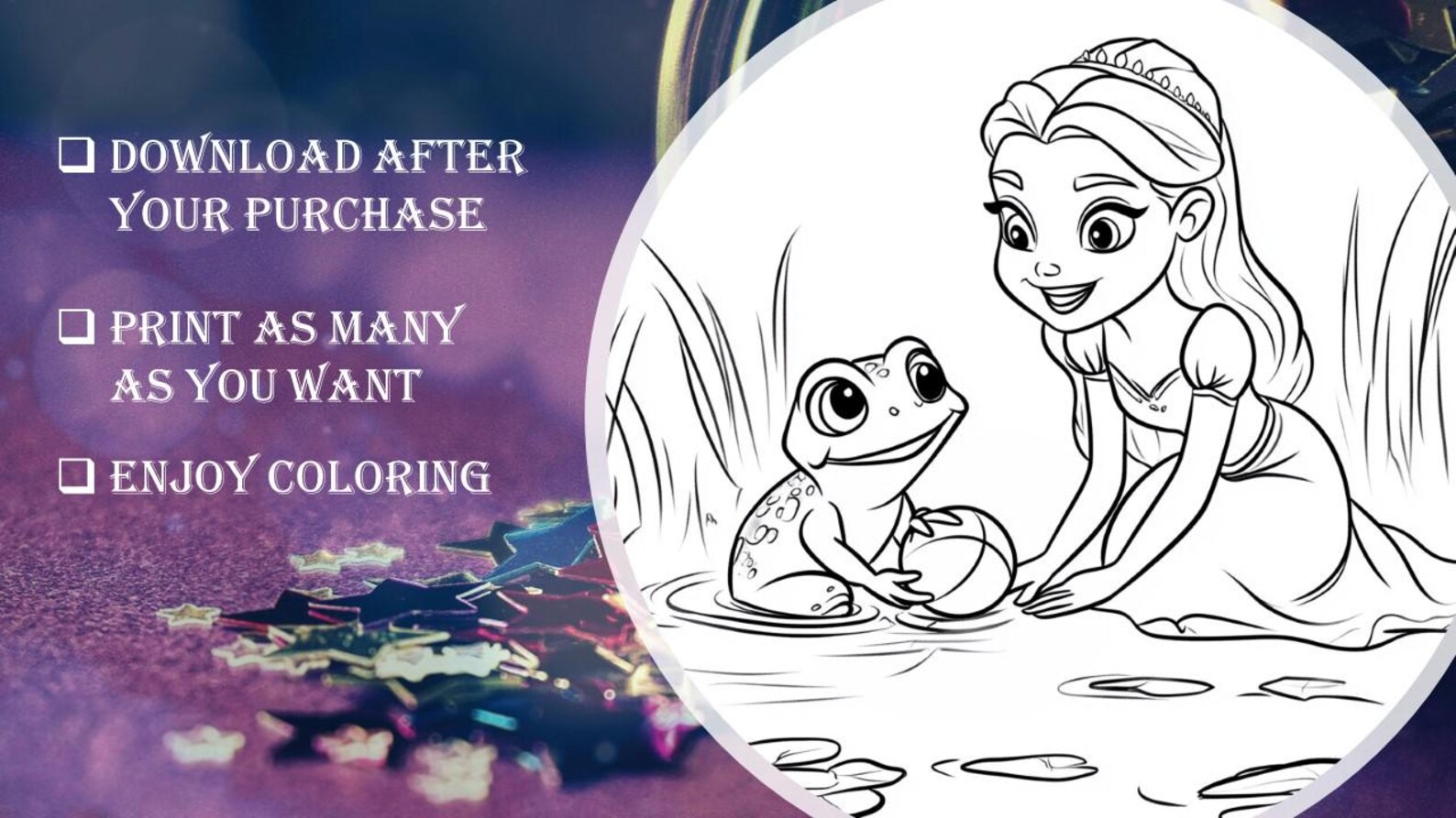 Princess Coloring Book Pages | Frog Coloring Book | Fairy Tale Coloring ...
