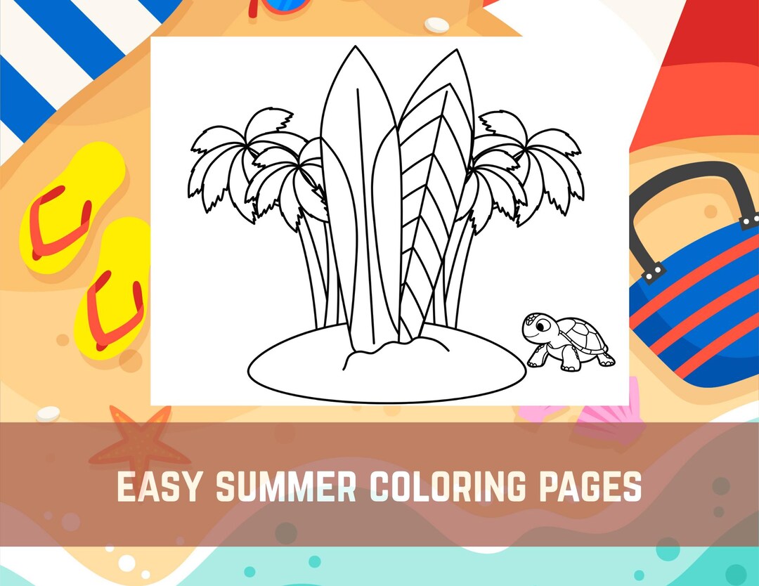 Coloring Pages Summer Vibes, Printable Beach Activity Book Thick Lines ...