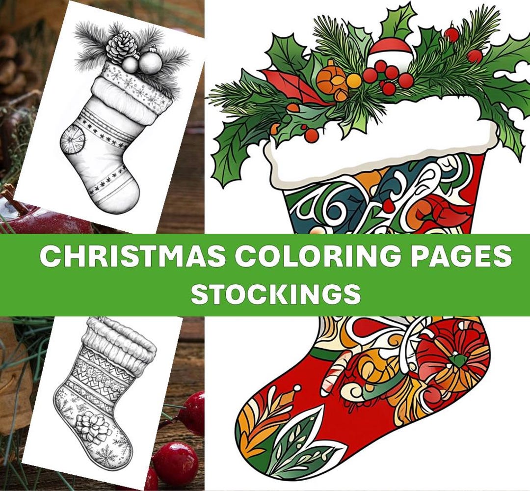 Christmas Stockings Coloring Pages | Printable Coloring Book | Holiday ...
