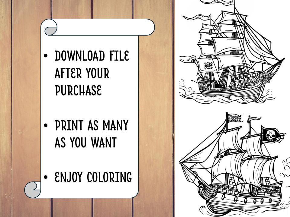 Printable Ships Coloring Book, Vintage Voyage Coloring Pages, Digital ...