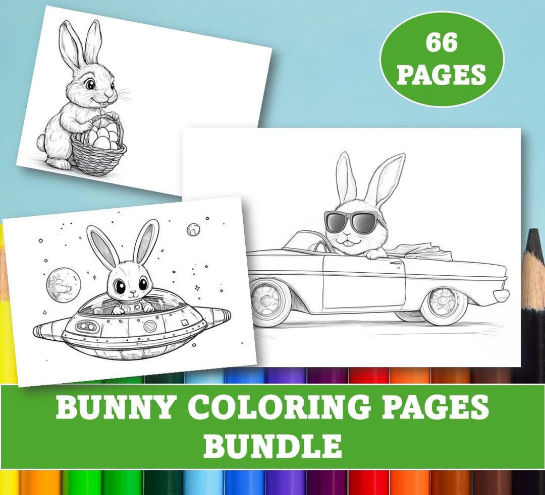 Easter Coloring Bundle, Printable Bunny Coloring Book, Digital Rabbit ...