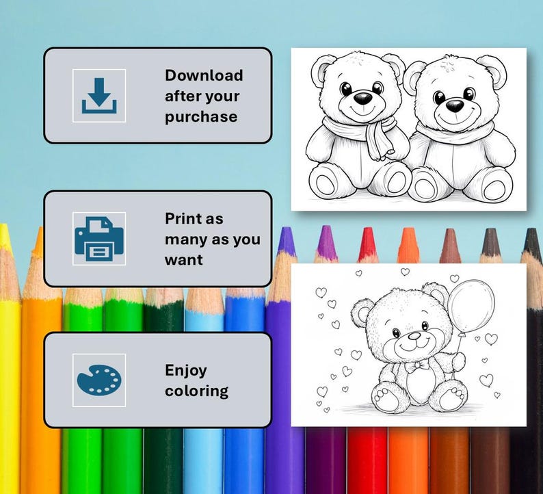 Teddy Bear Coloring Book, Bears Coloring Pages Printable, Valentines ...