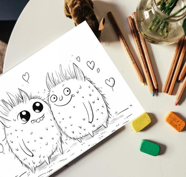 Monsters Coloring Pages, Valentines Day Coloring, Printable Coloring ...