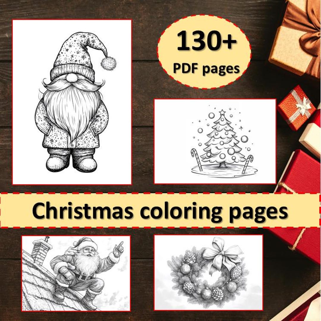Christmas Coloring Pages, Printable Coloring Book, Holiday Coloring ...