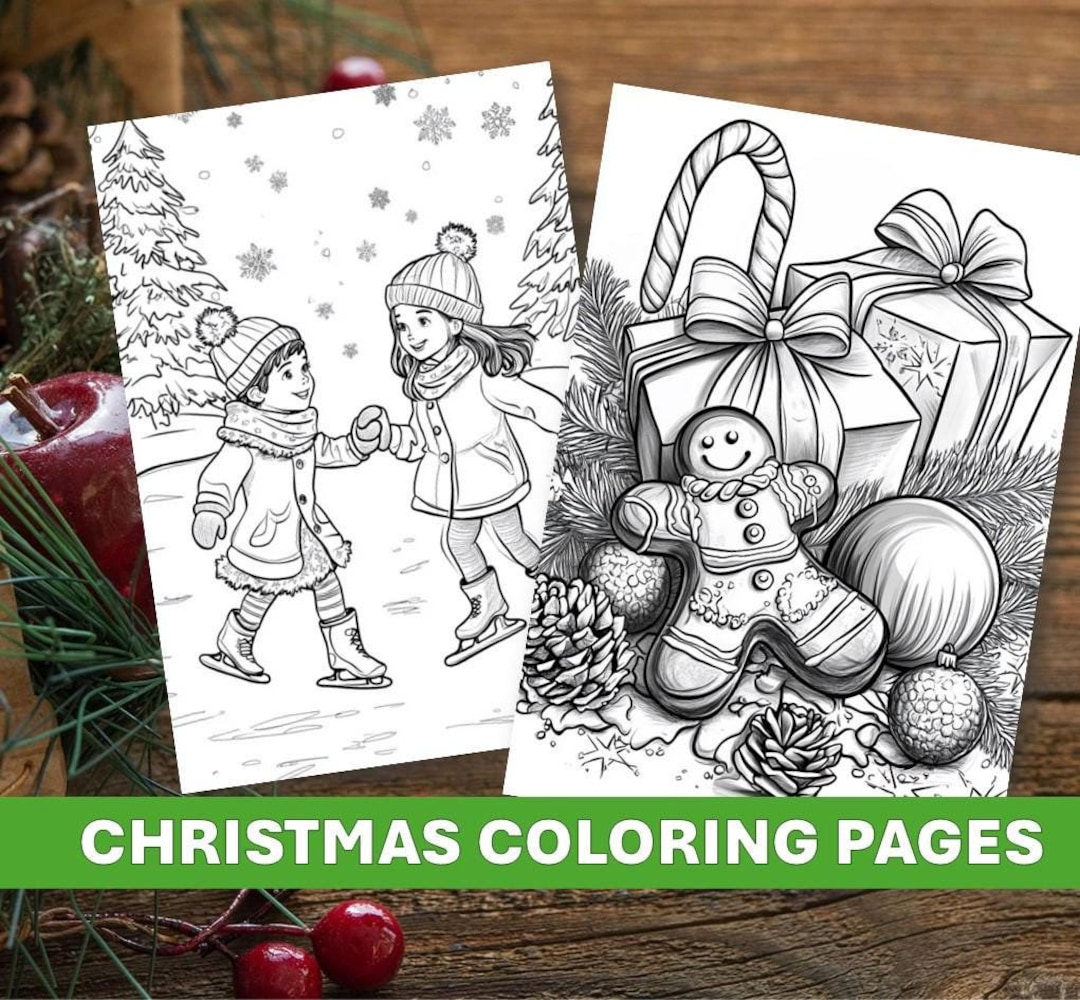 Christmas Coloring Pages, Set of Coloring Sheets, Downloadable Coloring ...