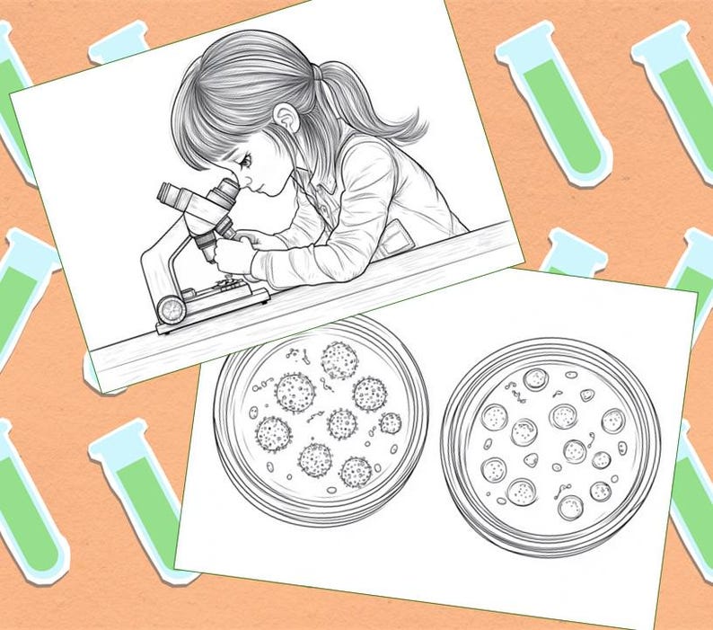 Science Coloring Pages, PDF Coloring Book for Kids, Laboratory Coloring ...