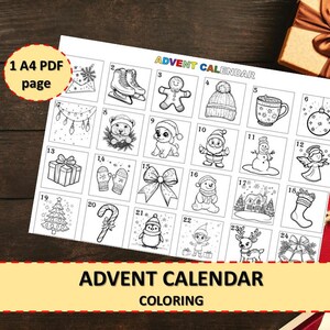 Kids Advent Calendar Countdown to Christmas Coloring Calendar Advent ...