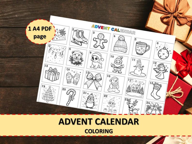 Kids Advent Calendar Countdown to Christmas Coloring Calendar Advent ...