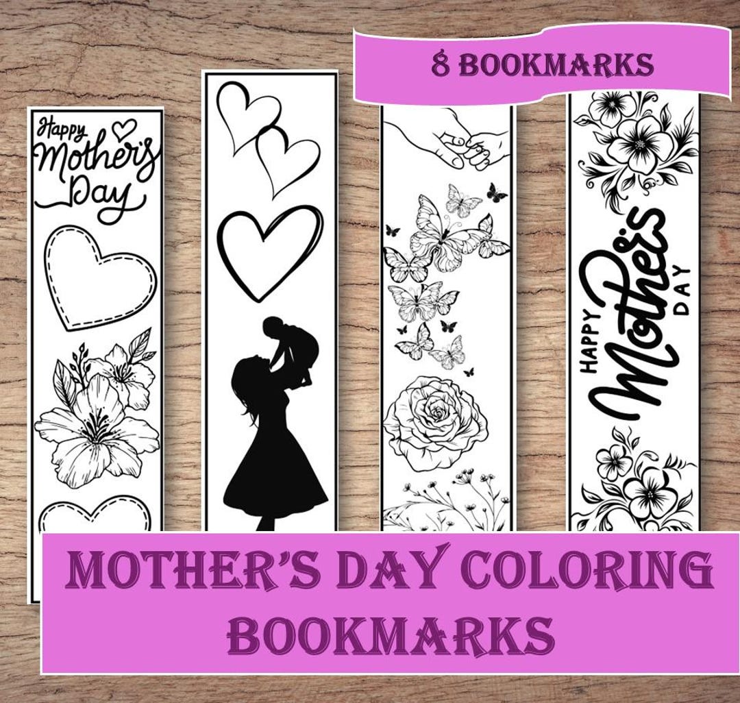 Mothers Day Coloring Bookmark, Mothers Day Crafts for Kids, Cute ...