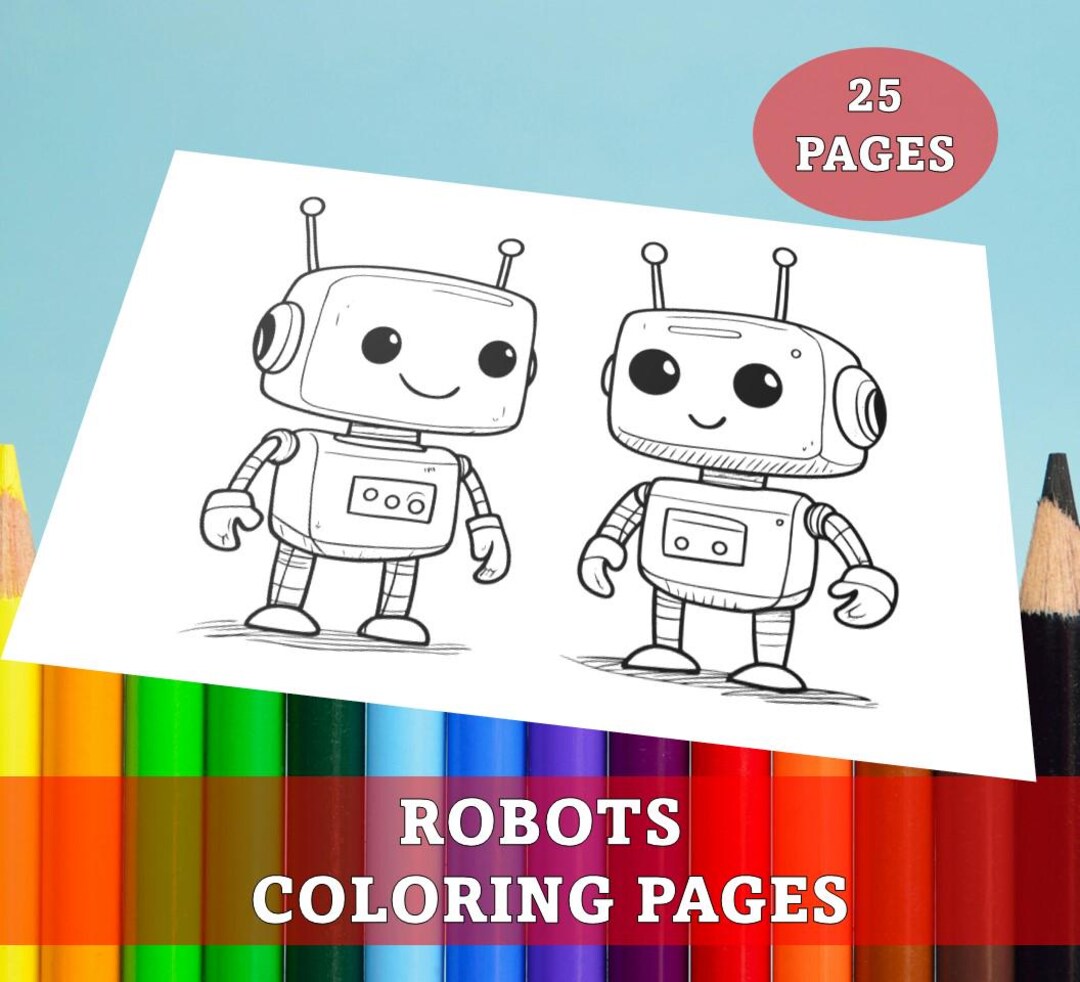 Robots Coloring Pages for Kids, Kids' Party Activity, Printable ...