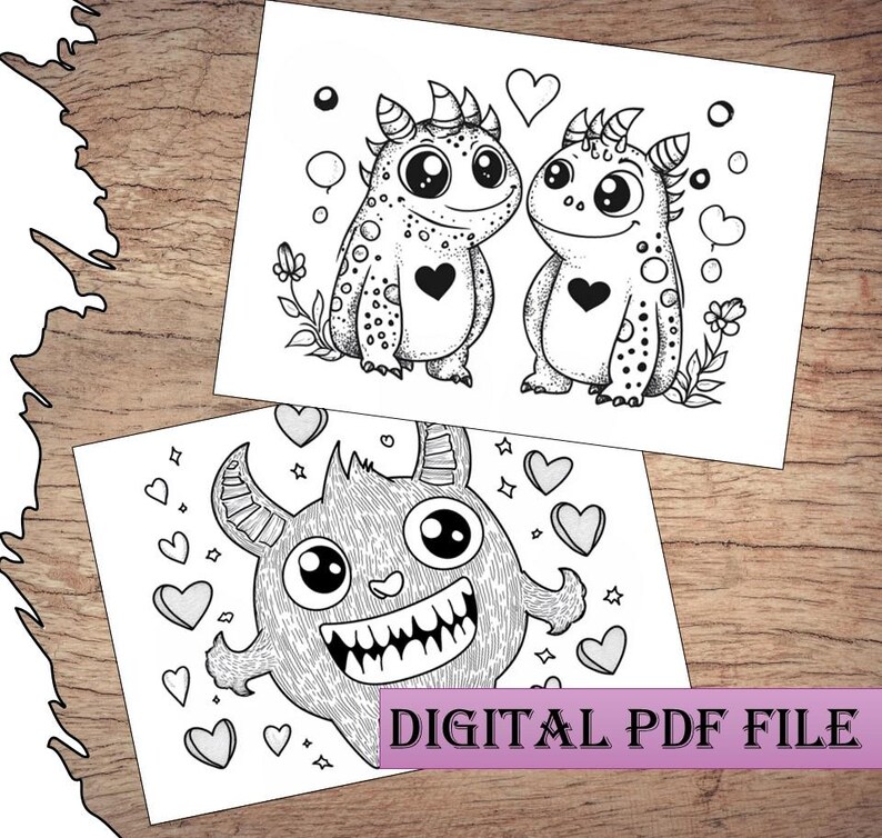 Monsters Coloring Pages, Valentines Day Coloring, Printable Coloring ...