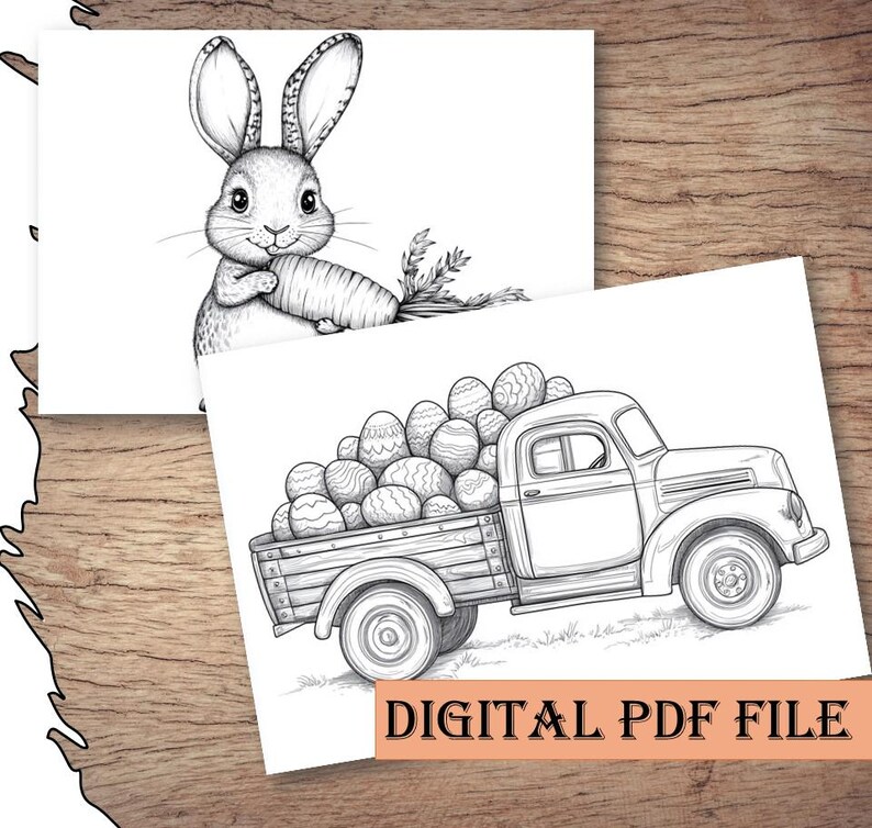 Easter Coloring Pages for Kids, Printable Rabbit Coloring Book, Holiday ...