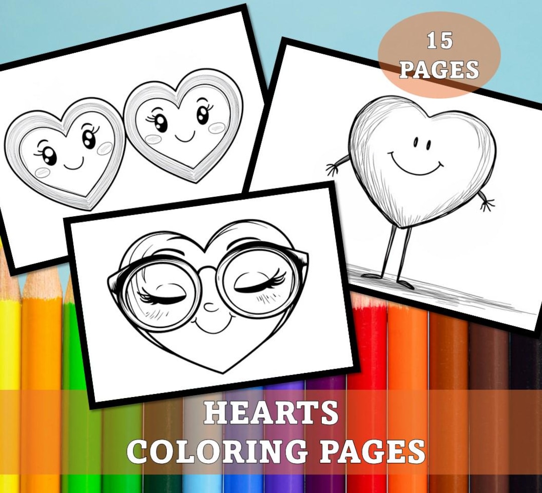Hearts Coloring Pages, Valentine's Day Coloring Sheets, Cute Coloring ...