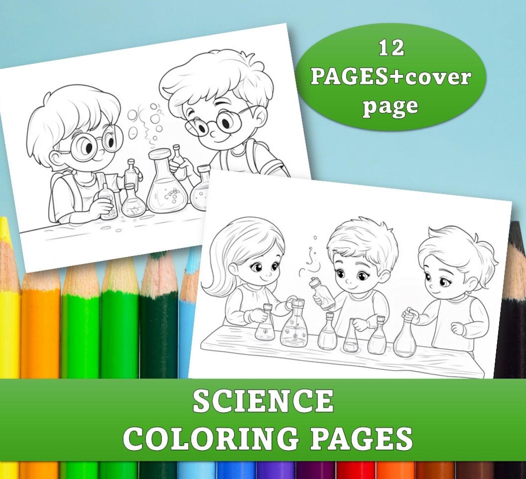 Digital Science Coloring Pages, PDF Coloring Book for Kids, Laboratory ...