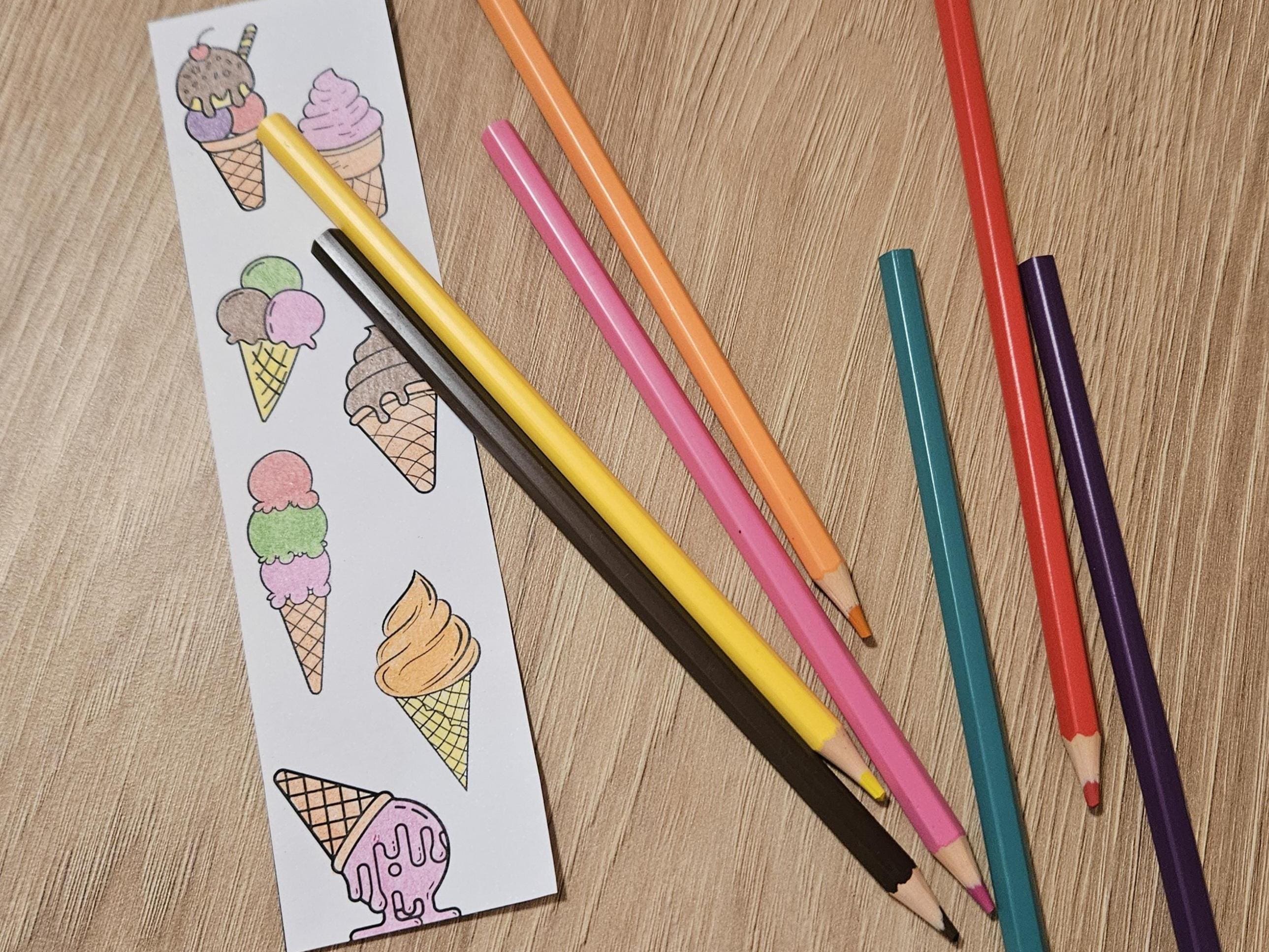 Summer Coloring Bookmarks for Kids, Digital Ice Cream Coloring Pages ...