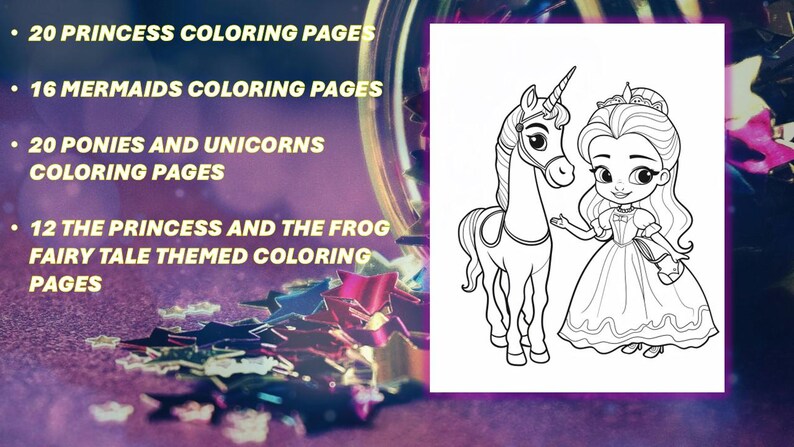Coloring Pages Bundle, Printable Coloring Book for Girl, Birthday Party ...