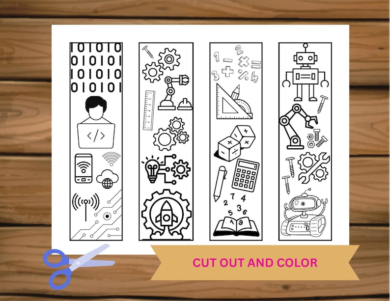 Science Coloring Bookmarks, Homeschool STEM Coloring Pages, Cut Out ...