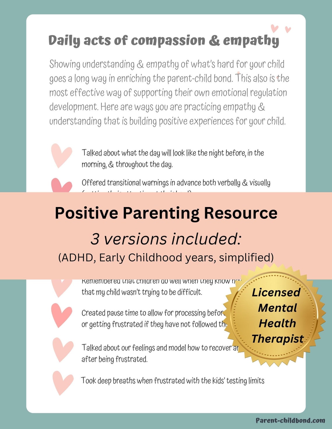 Positive Parenting Handout Behavior Resource ADHD Parent Behavior ...
